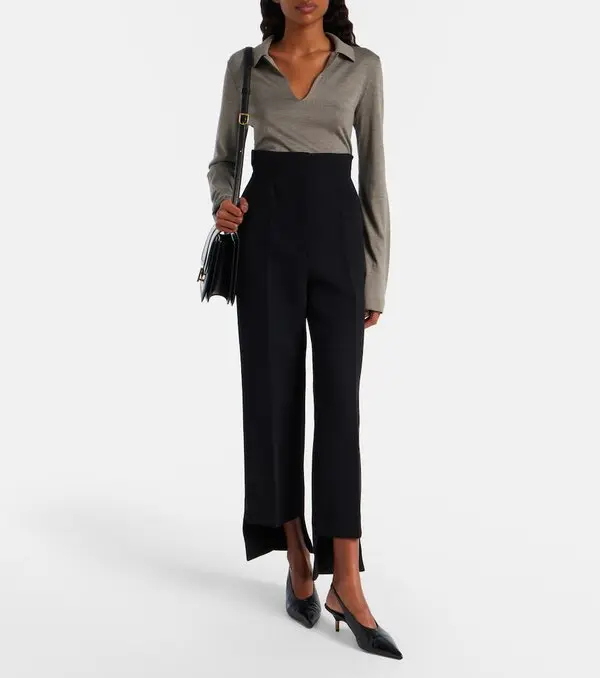 Khaite Mikel Silk Polo Sweater - Grey