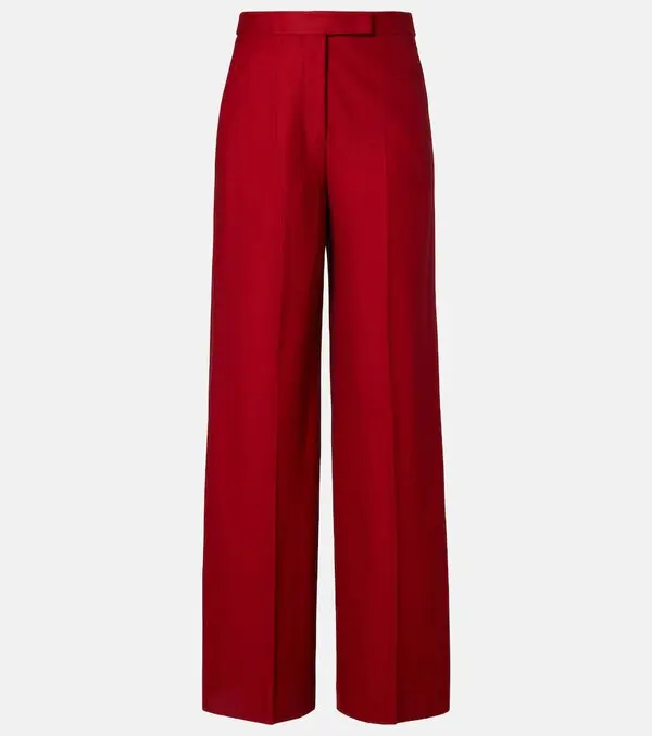 Max Mara Rito Cotton Wide-leg Pants - Red