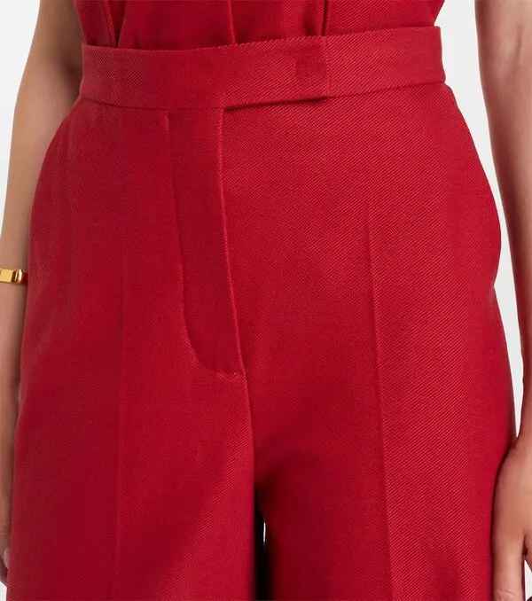 Max Mara Rito Cotton Wide-leg Pants - Red