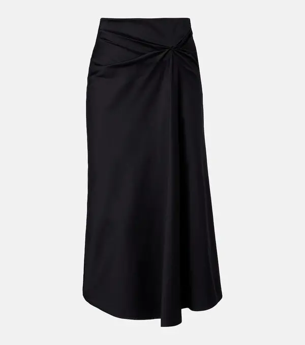 Max Mara Paggi Gathered Cotton-blend Midi Skirt - Black
