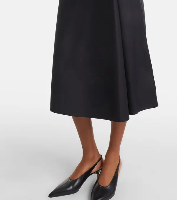 Max Mara Paggi Gathered Cotton-blend Midi Skirt - Black