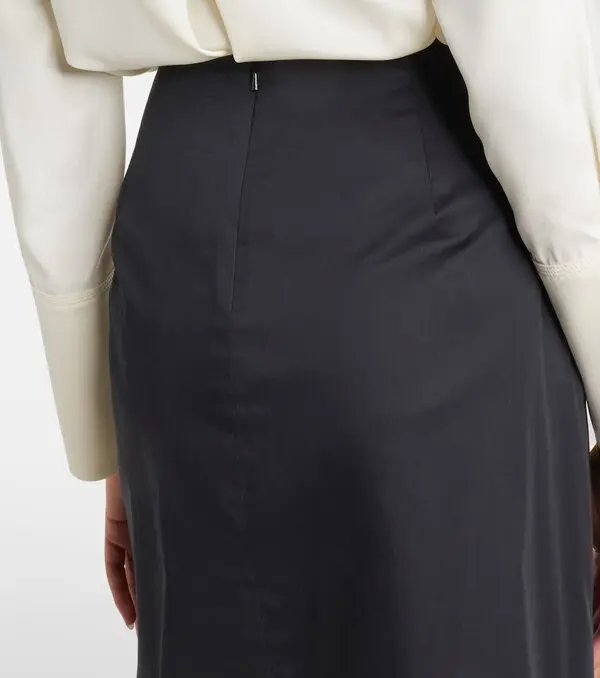 Max Mara Paggi Gathered Cotton-blend Midi Skirt - Black