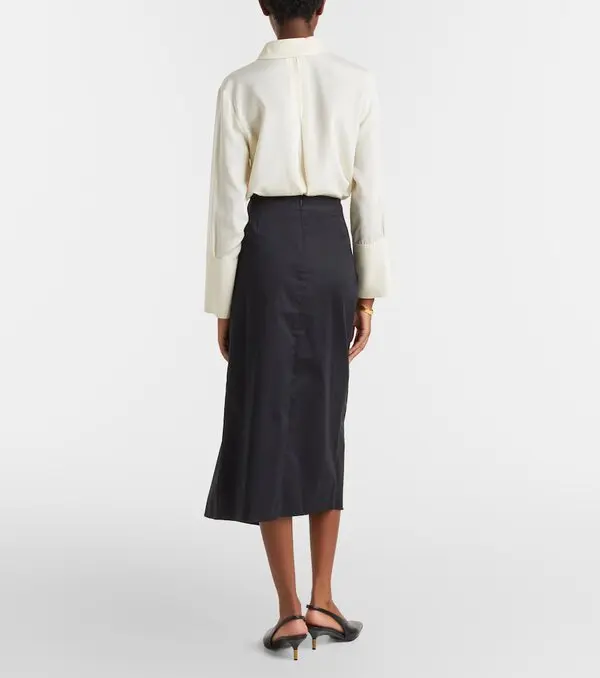 Max Mara Paggi Gathered Cotton-blend Midi Skirt - Black