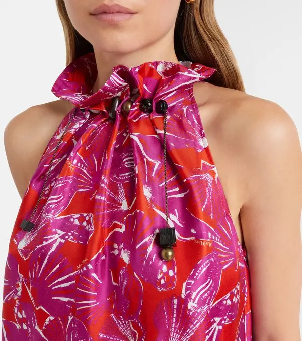 Max Mara Cartone Printed Silk Maxi Dress - Red