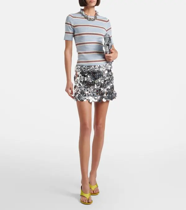 Rabanne Embellished Chainmail Miniskirt - Silver