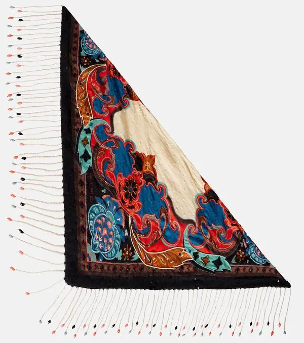 Etro Embellished Printed Silk Scarf - Multicoloured