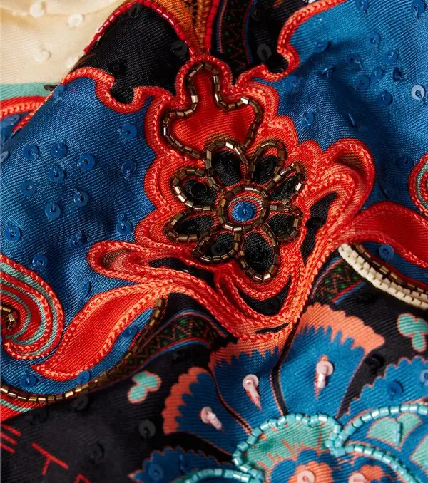 Etro Embellished Printed Silk Scarf - Multicoloured