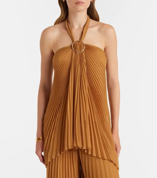 Max Mara Valzer Pleated Top - Brown