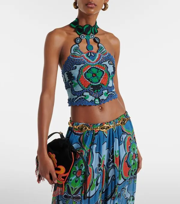 Etro Floral Crochet Crop Top - Multicoloured