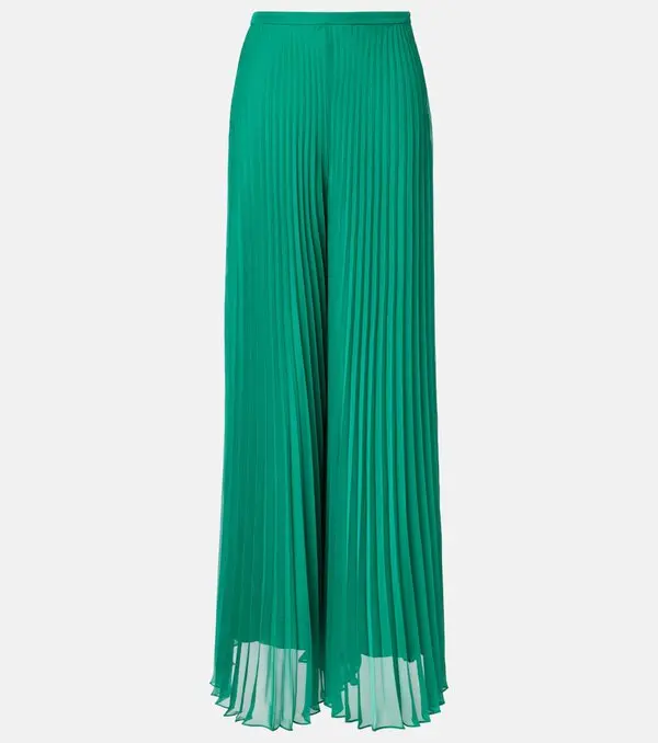 Max Mara Grembo Pleated Wide-leg Pants - Green