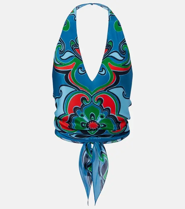 Etro Printed Silk Top - Blue
