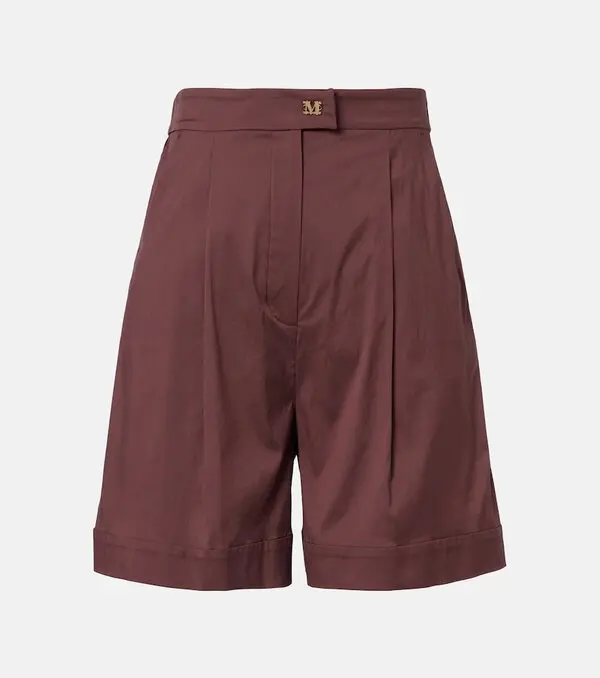 Max Mara Medeola Pleated Cotton-blend Shorts - Burgundy