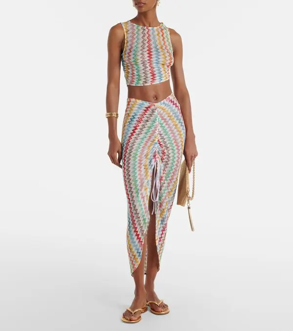 Missoni Zigzag Ruched Lamé Crop Top