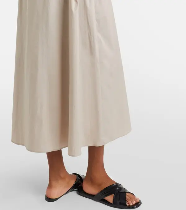 Max Mara Cognac Cotton-blend Midi Dress - Beige