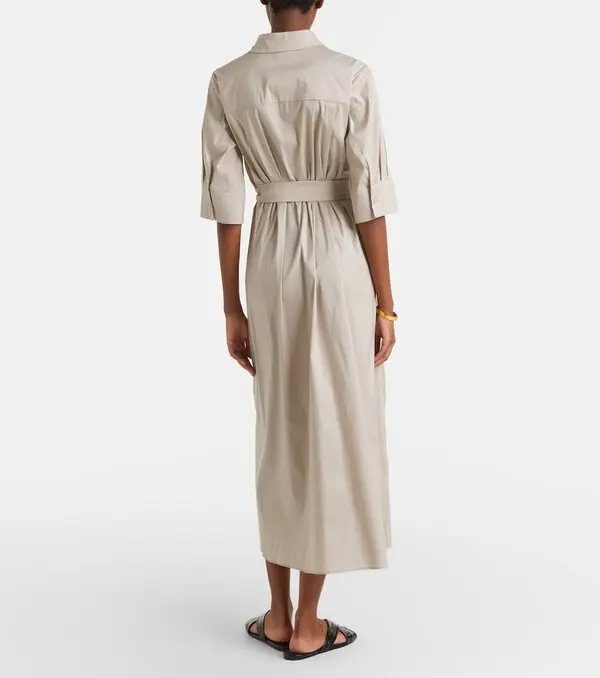 Max Mara Cognac Cotton-blend Midi Dress - Beige