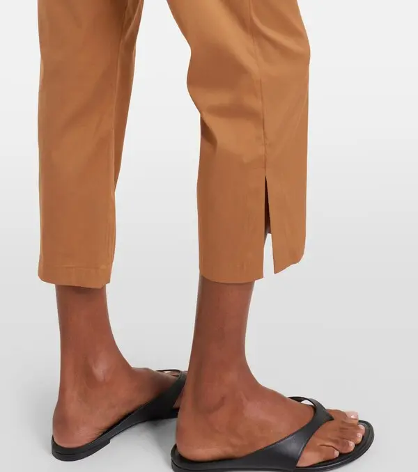 Max Mara Curve Cropped Cotton-blend Straight Pants - Brown