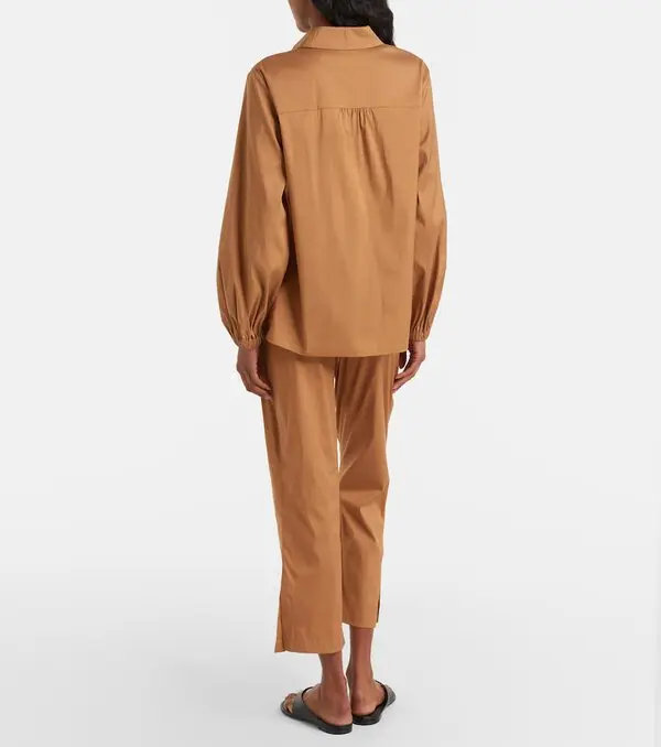 Max Mara Curve Cropped Cotton-blend Straight Pants - Brown