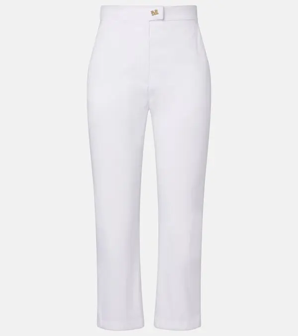 Max Mara Curve Cropped Cotton-blend Straight Pants - White