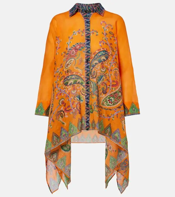 Etro Paisley Ramie Oversized Shirt - Orange