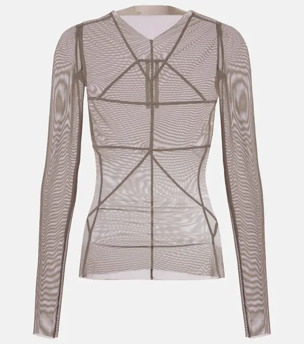 Rick Owens Temple Sheer Tulle Top - Grey