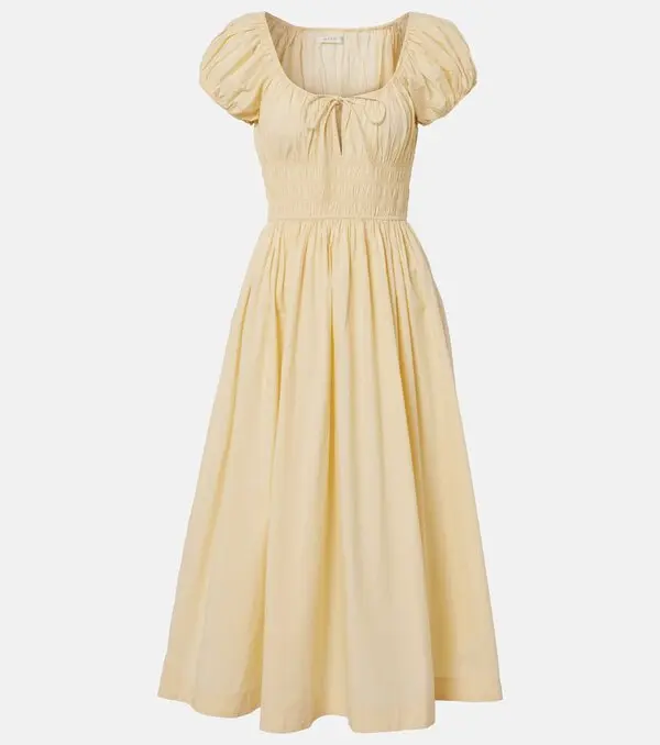 DÔEN Cotton Poplin Midi Dress - Beige