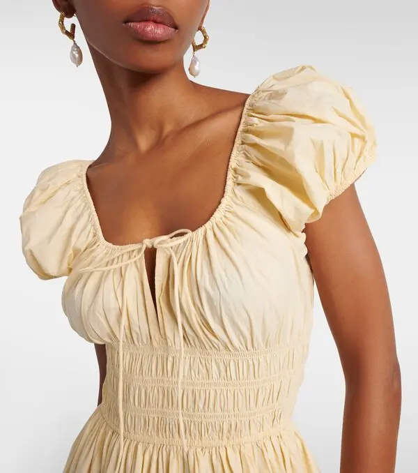 DÔEN Cotton Poplin Midi Dress - Beige