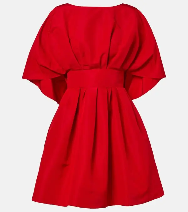Carolina Herrera Fan Gathered Silk Minidress - Red