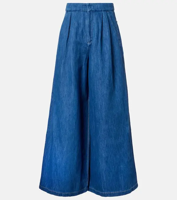 Max Mara Nastro Cropped Wide-leg Jeans - Blue