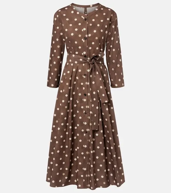 Max Mara Pesche Polka-dot Cotton Shirt Dress