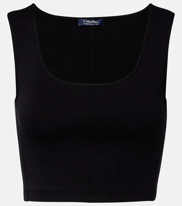 Max Mara Dire Cotton-blend Crop Top - Black