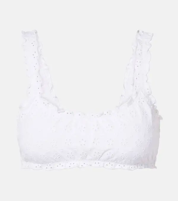 Polo Ralph Lauren Broderie Anglaise Ruffled Bikini Top - White