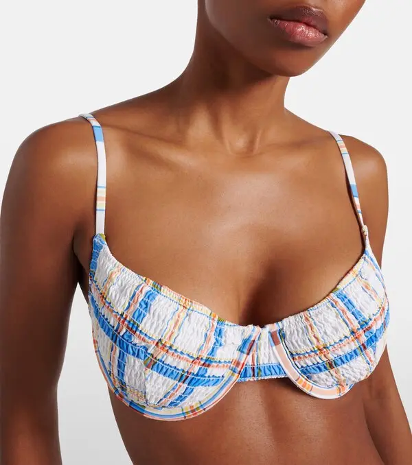 Polo Ralph Lauren Checked Bikini Top - White