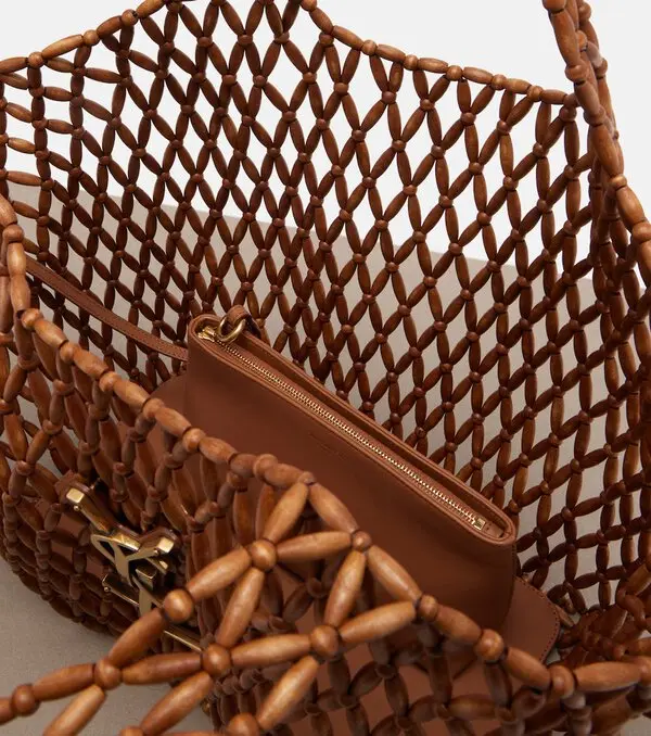 Saint Laurent Icare Cassandre Medium Beaded Shopper - Brown