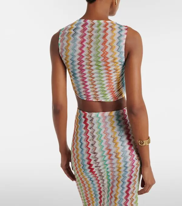 Missoni Zigzag Ruched Lame Crop Top