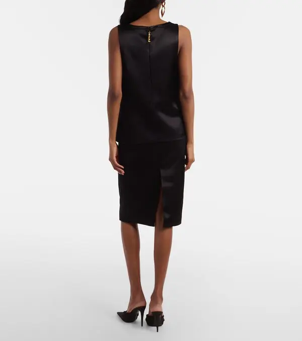 Saint Laurent Satin Pencil Skirt