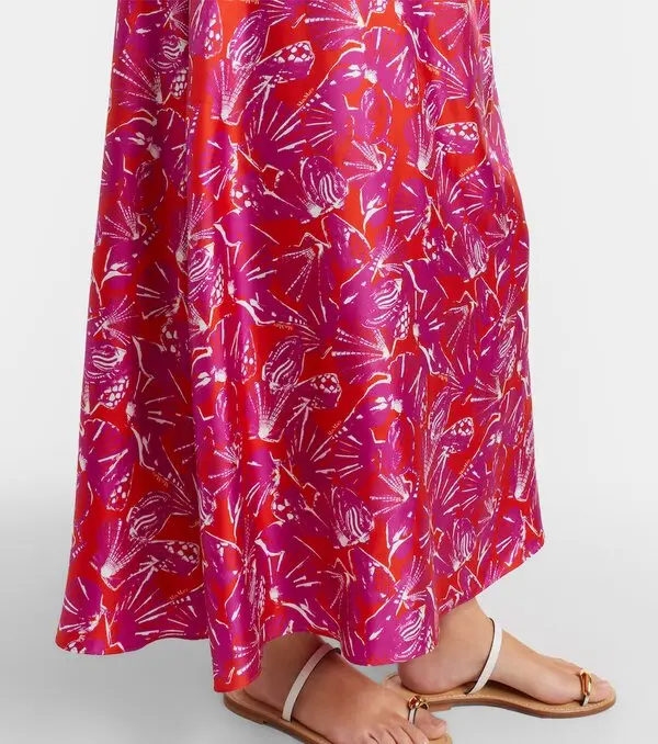 Max Mara Cartone Printed Silk Maxi Dress - Red