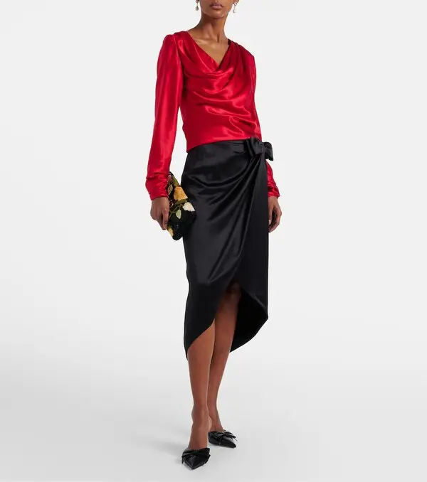 Valentino Garavani Draped Silk Satin Top