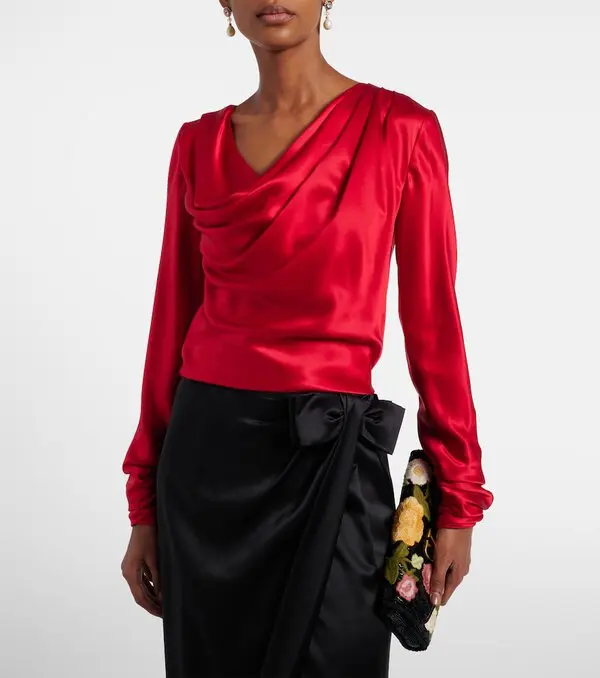 Valentino Garavani Draped Silk Satin Top