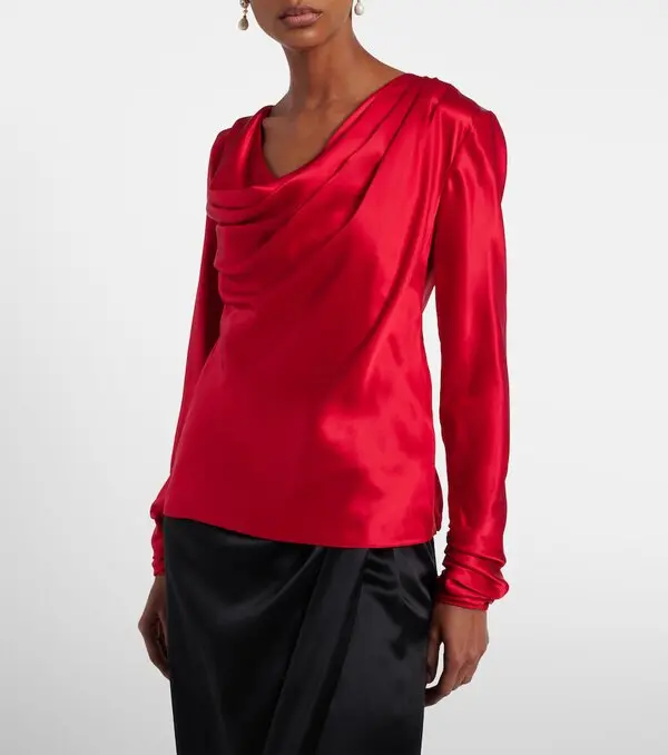 Valentino Garavani Draped Silk Satin Top
