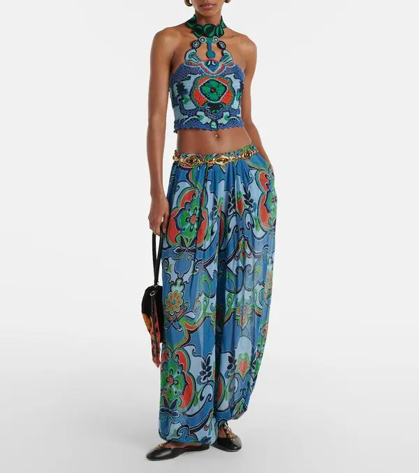 Etro Floral Crochet Cotton Crop Top - Multicoloured