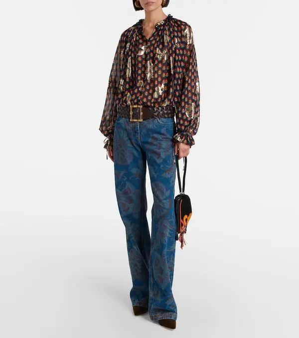 Etro Floral Flared Jeans - Blue