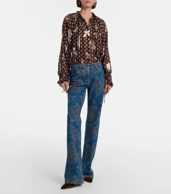 Etro Floral Flared Jeans - Blue