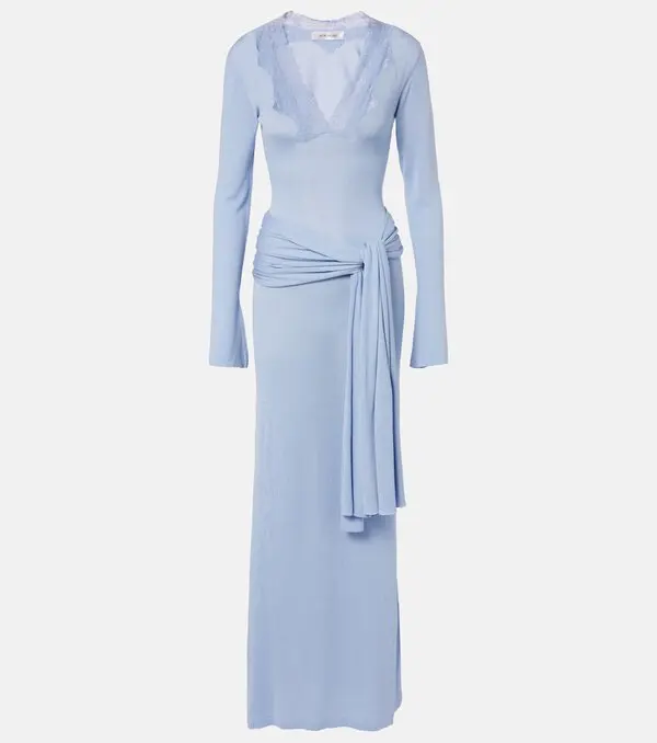 AYA MUSE Lace-trimmed Maxi Dress - Blue