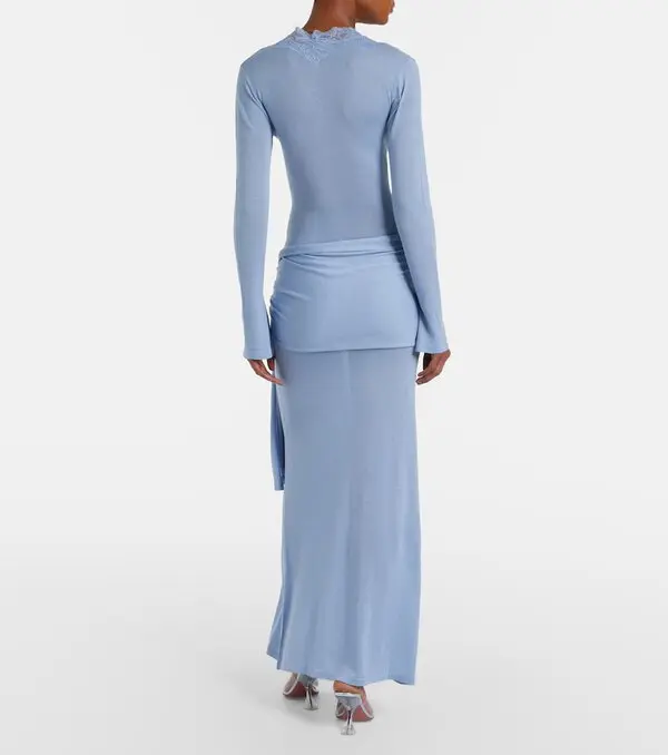 AYA MUSE Lace-trimmed Maxi Dress - Blue