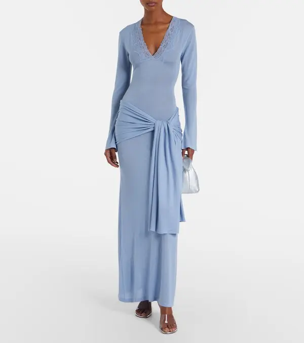 AYA MUSE Lace-trimmed Maxi Dress - Blue