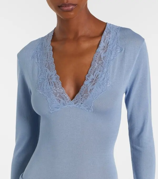 AYA MUSE Lace-trimmed Maxi Dress - Blue