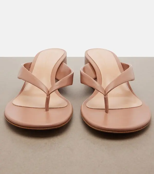 GIANVITO ROSSI Leather Wedge Thong Sandals