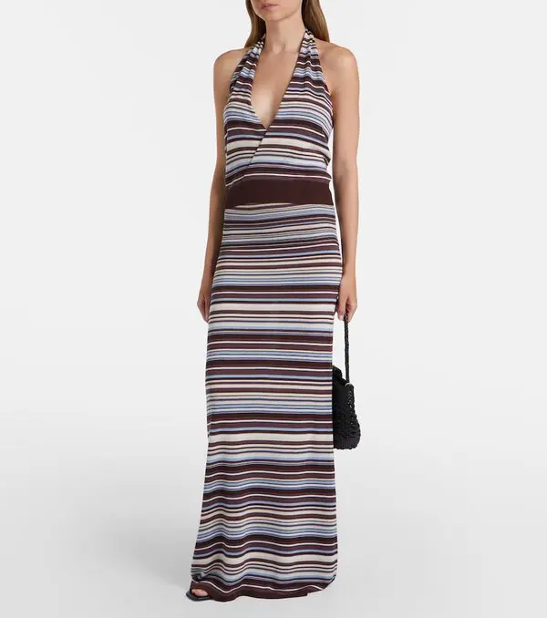 AYA MUSE Knitted Striped Halterneck Top