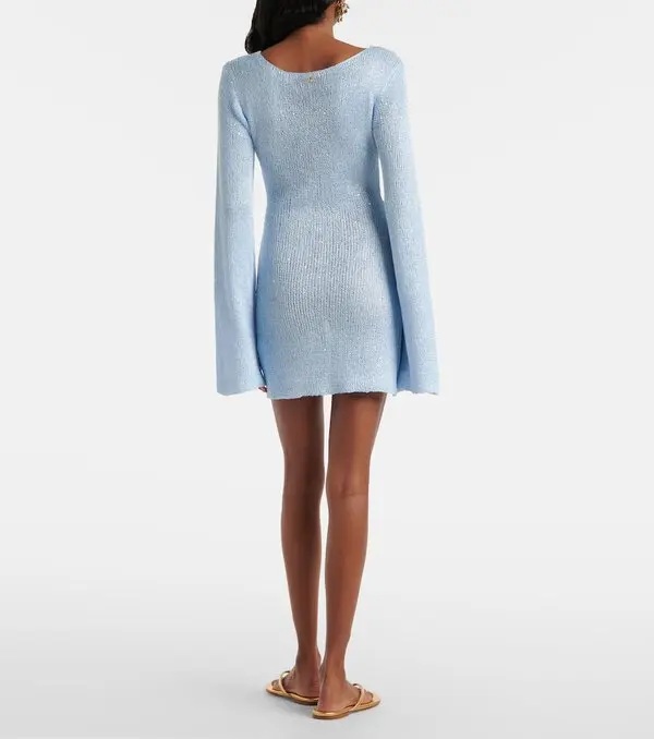 BANANHOT Rey Sequined Knitted Minidress - Blue