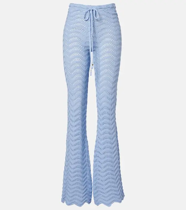 BANANHOT Kim Cotton-blend Flared Pants - Blue